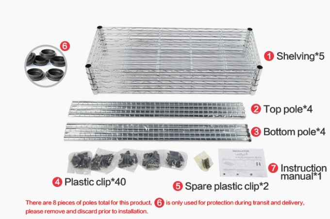 Heavy Duty Industrial Wire Mesh Shelving , Chrome Storage Shelves With ...