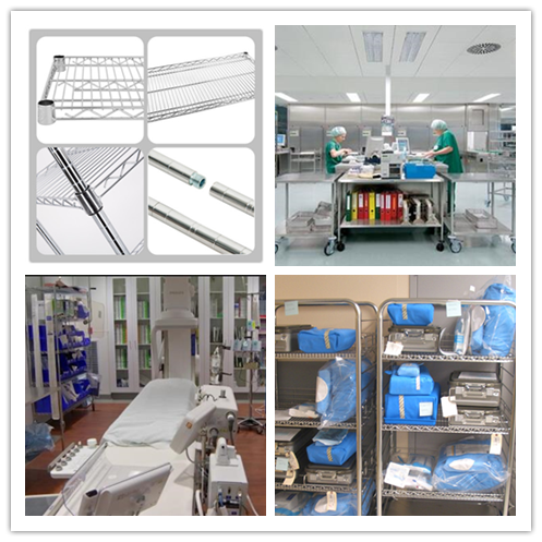 Medical Storage Stainless Steel Mobile Shelving / Rolling Wire Storage ...