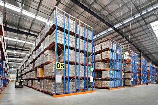 Mixed Color Red and Blue Double Deep Reach Pallet Rack 5 to 8 Layers