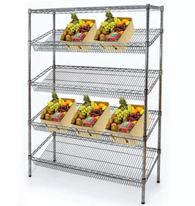 18" D X 36" W X 60" H Fruits Display Storage Shelving Slanted Wire Basket