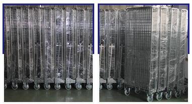 Four Side Mesh 2 Shelves Wire Utility Cart , Tool Storage Wire Roll Cage