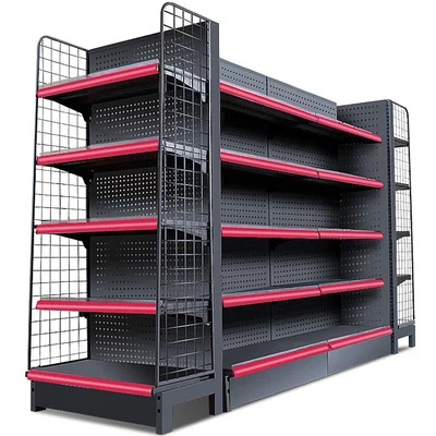 5 Layers Q235 Steel Black Display Shelf With End Unit For Retail Stores