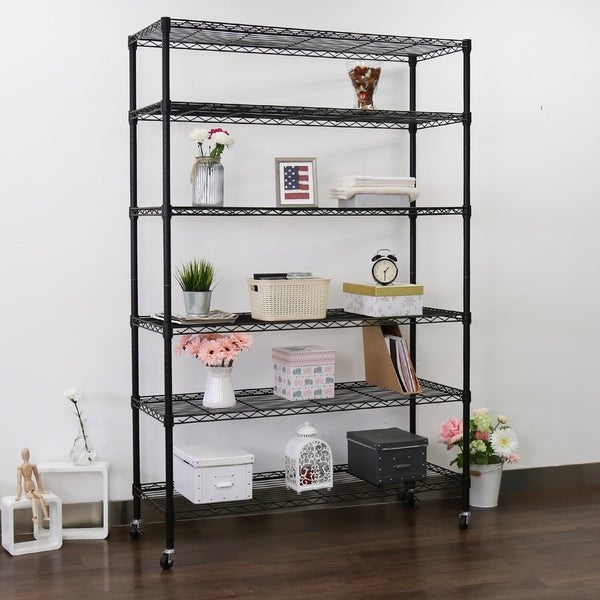 42" W X 14" D X 72" H 6 Tier Chrome Wire Shelving / Mobile Wire Rack