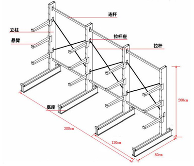 Heavy Duty Steel Storage Cantilever Pallet Racking For Wood Factory
