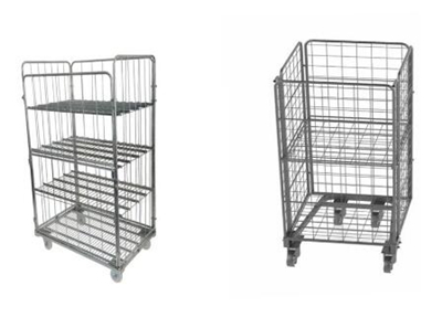 Nesting Rolling Metal Storage Cage / Wire Utility Cart for Logistic ...