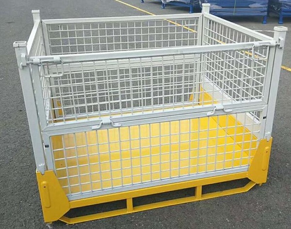 Rigid Collapsible Wire Container With Dual Drop Gate Stackable 3 High