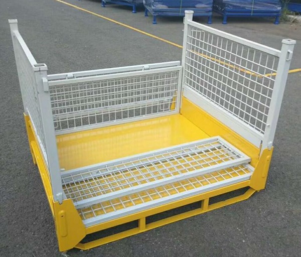 Rigid Collapsible Wire Container With Dual Drop Gate Stackable 3 High